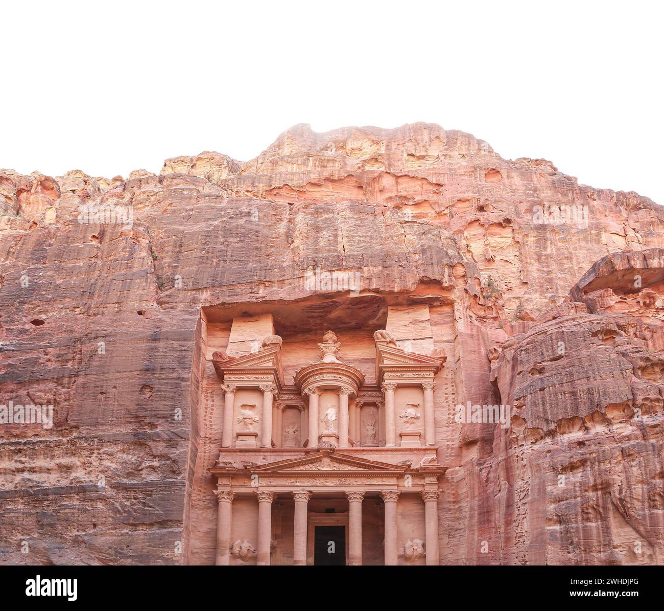 Al Khazneh or The Treasury (carved on white background). Petra, Jordan ...