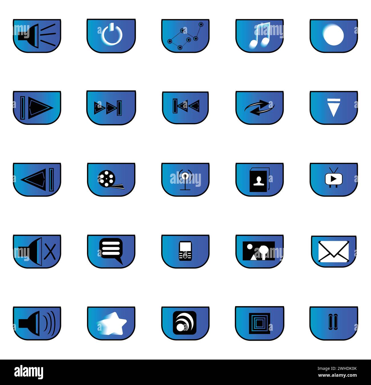 25 different media icons that can be used as buttons in websites with ...