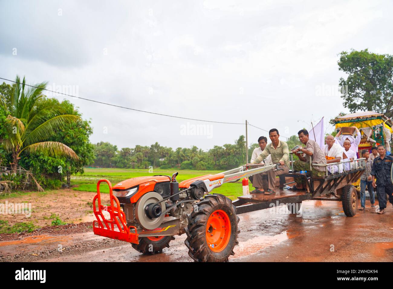 Siem Reap,Camboda,July 4, 2019-Cambodian villagers on a tractor on ...