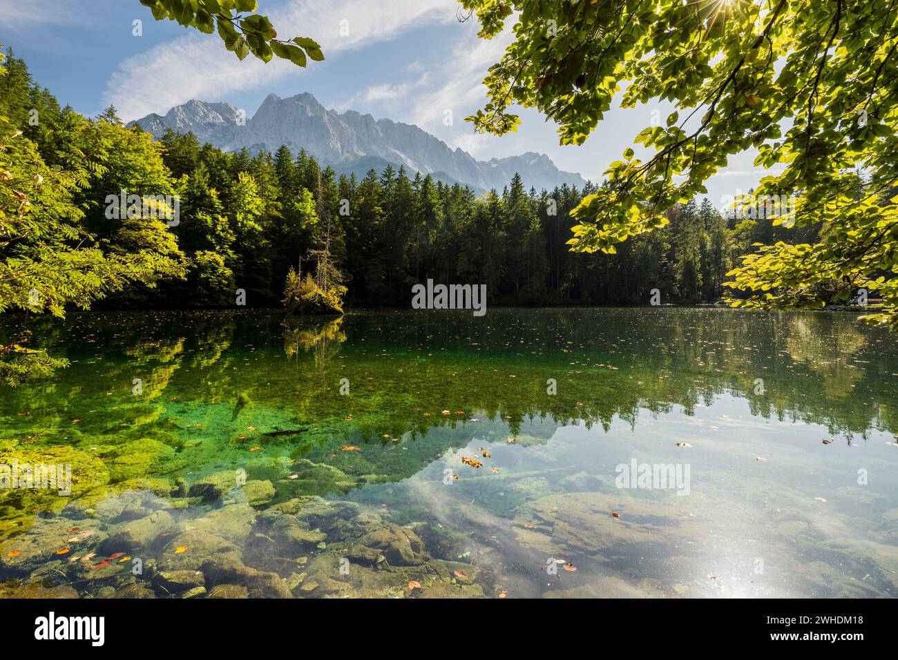 Badersee, Grainau, Wettersteingebirge, Werdenfelser Land, Bavaria ...