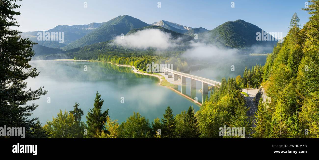 Bridge over the Sylvenstein reservoir, Isarwinkel, Bavaria, Germany ...