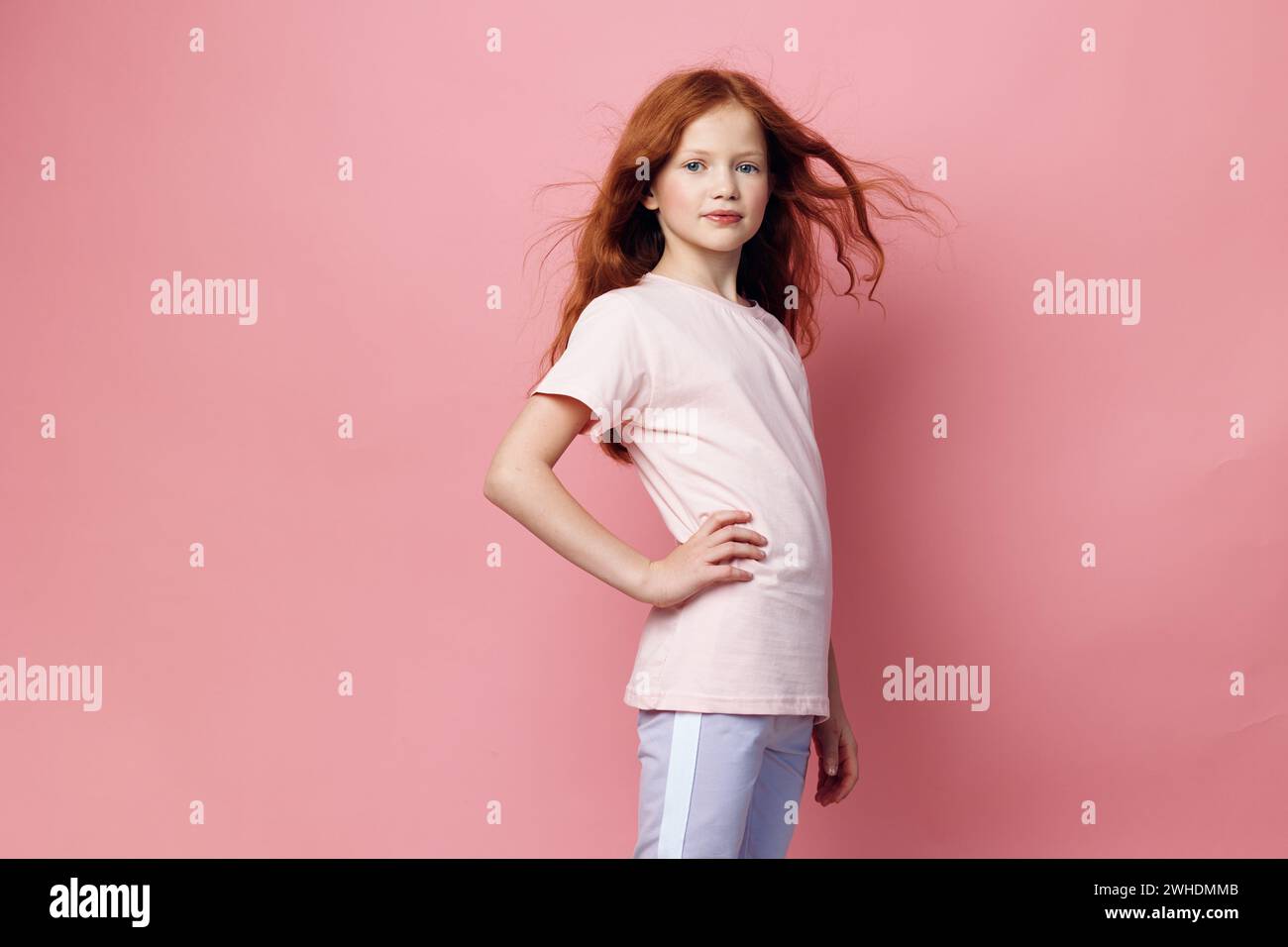 Female woman pink stylish girl beauty background caucasian model hair ...