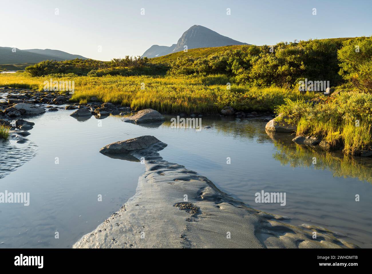 Mount Nijak, River Sjnjuvtjudisjahka, Sarek National Park, Lapland ...