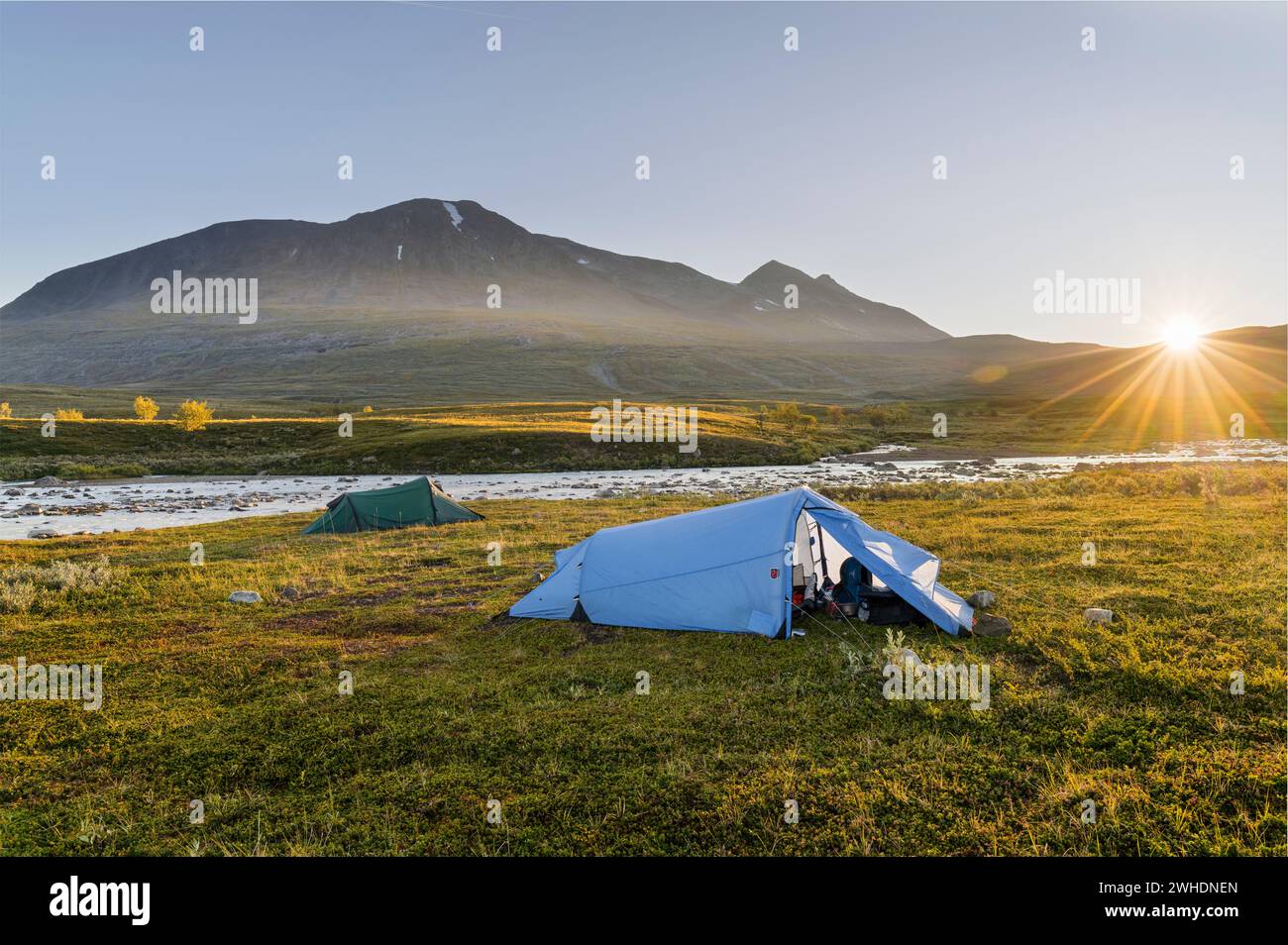 Two Tents Akka Mountain Massif Sjnjuvtjudisjahka River Sarek