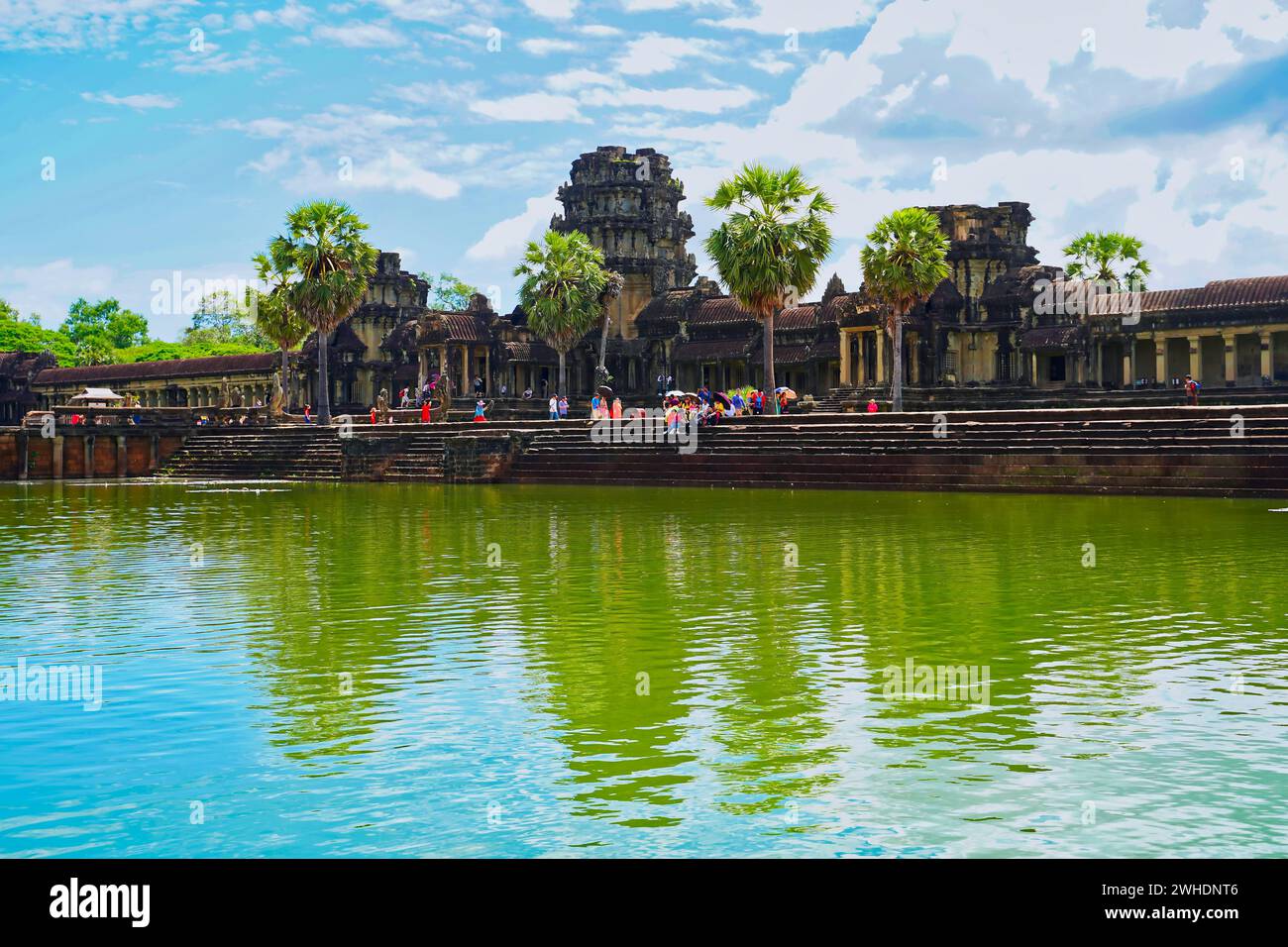 Angkor wat temple and the outer pools surrounding the temple, a 12th ...