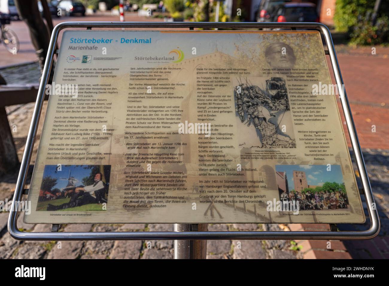 Information board on the stortebeker monument hi-res stock photography ...
