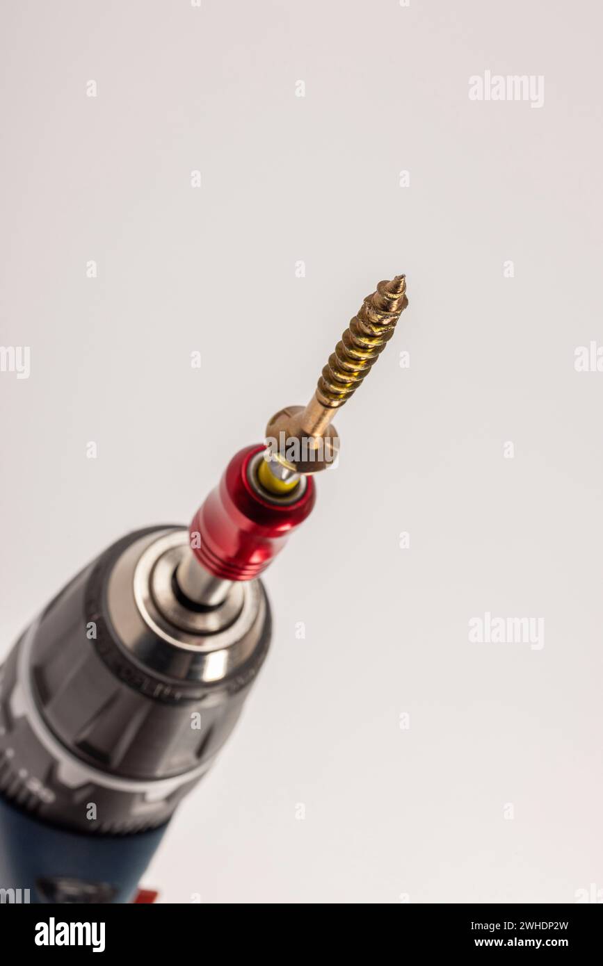 Cordless drill driver with bit holder and inserted Torx bit, Torx wood ...