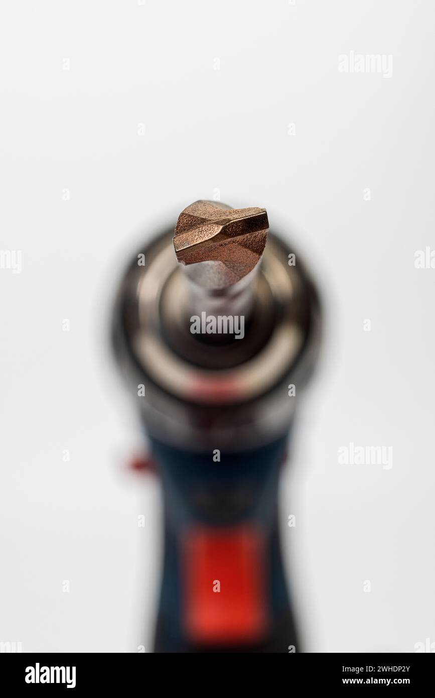 Cordless drill driver, quick-action chuck with inserted masonry drill ...