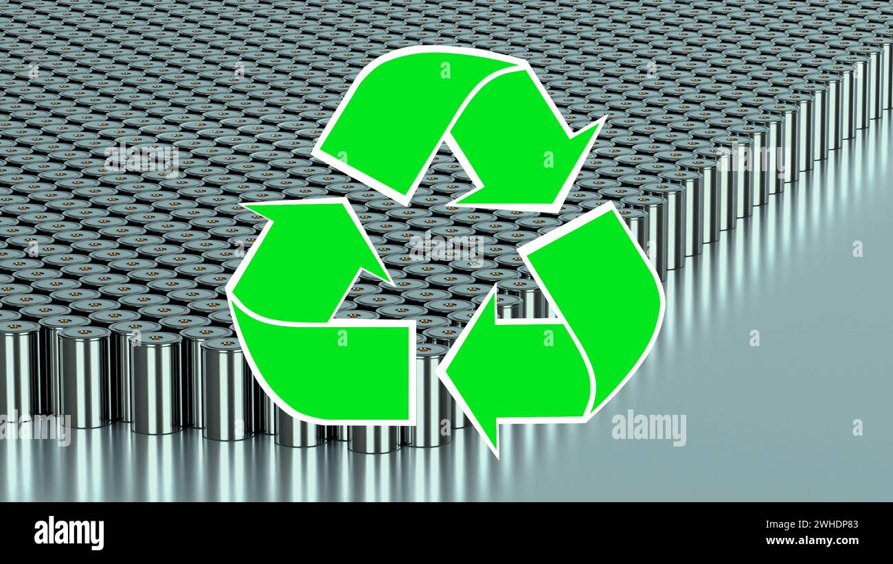 material recycling sign, 4680 Electric Car Batteries waste, accumulator ...