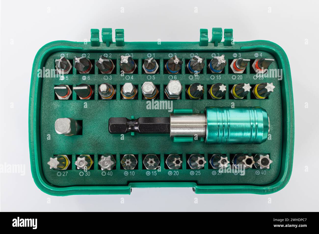 Bit Box screwdriver set from Hitachi, white background Stock Photo - Alamy