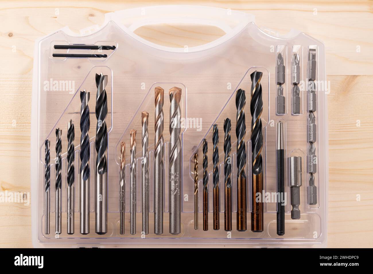 Combi box, various drill bits, for wood, stone, metal applications, bit ...