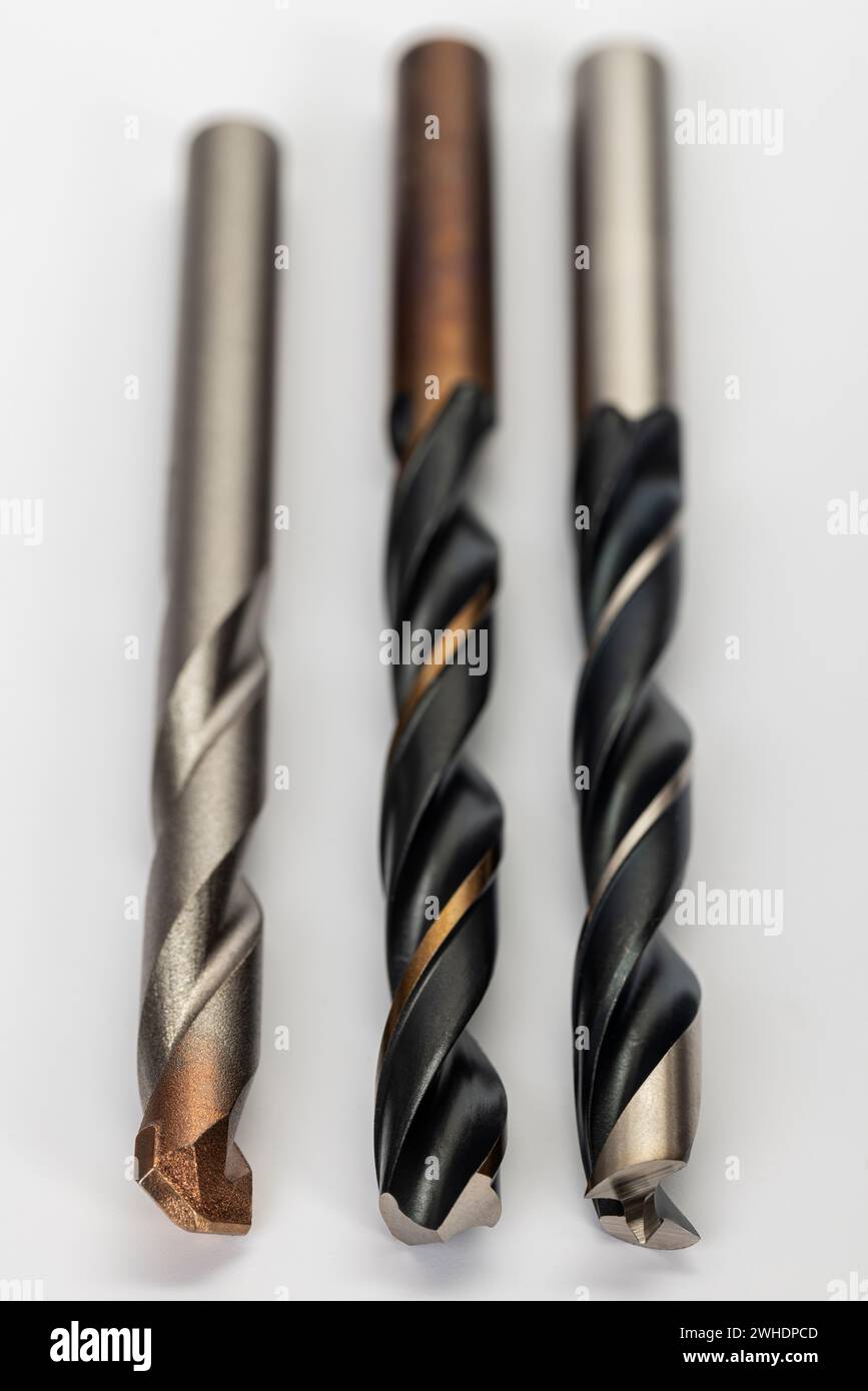 Three drill bits 10 mm, from left, masonry drill bit, metal drill bit ...