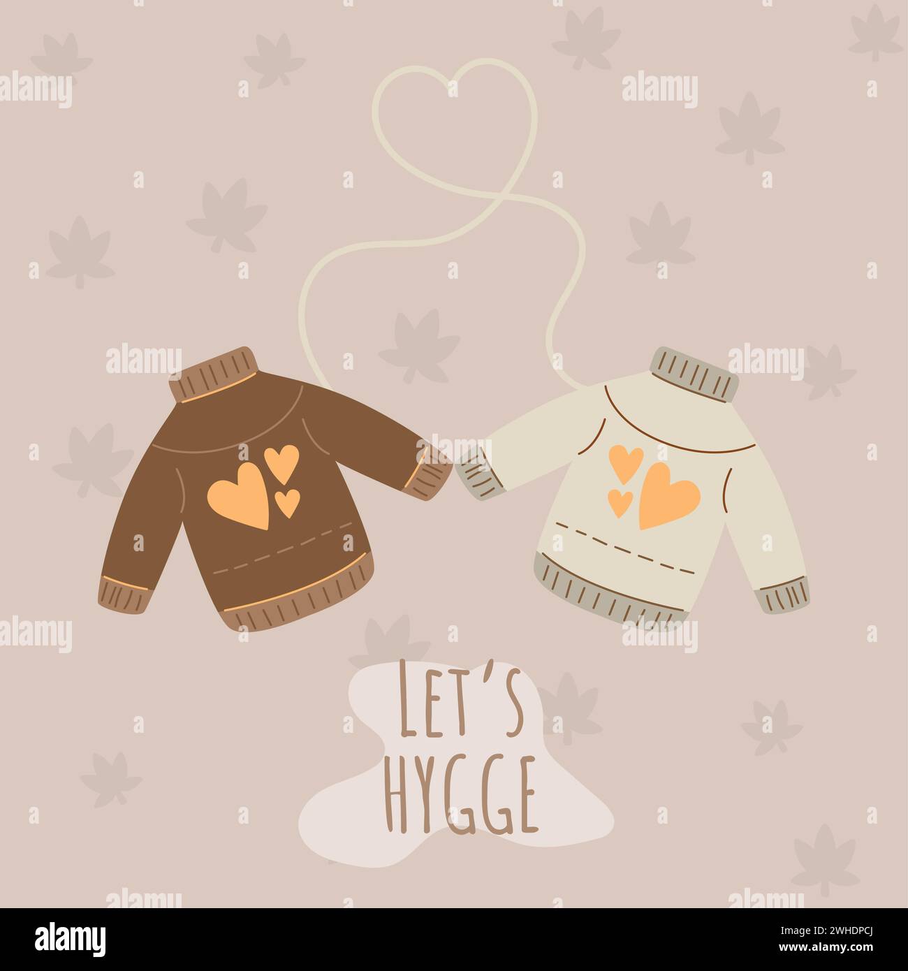 Pair of winter sweaters Hygge time concept template Vector Stock Vector ...
