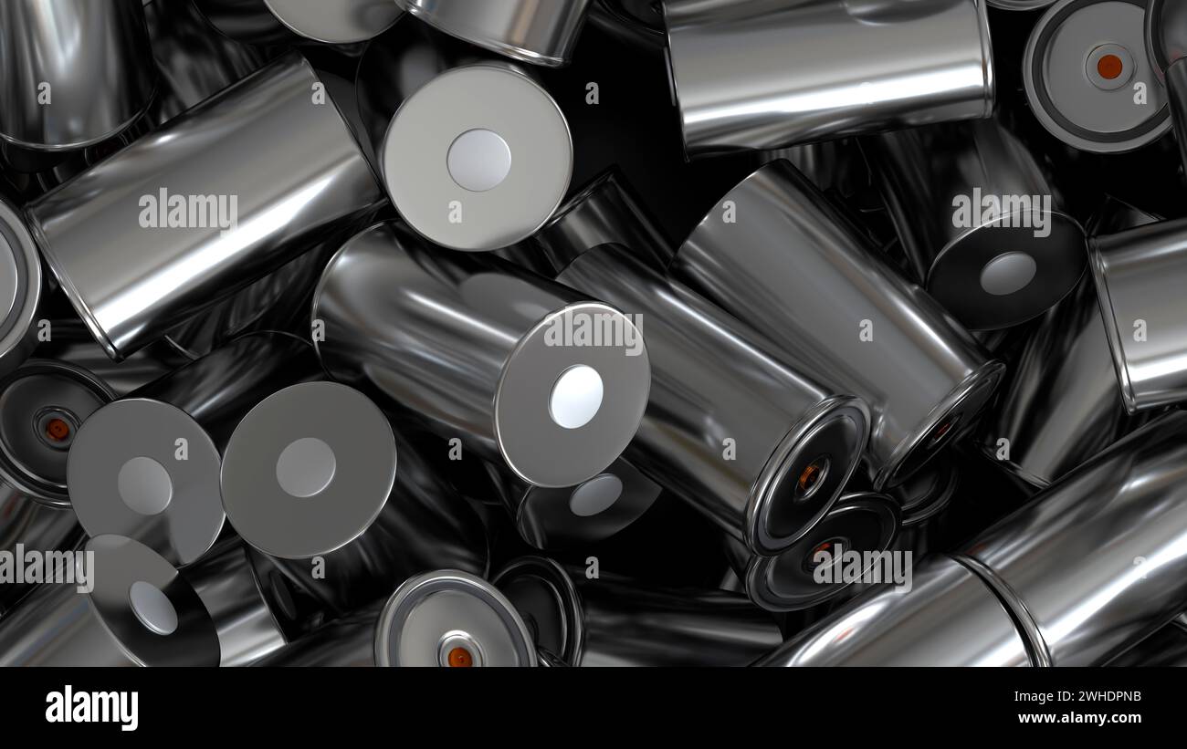 Lithium-ion 4680 Electric Car Batteries waste, accumulator cell ...