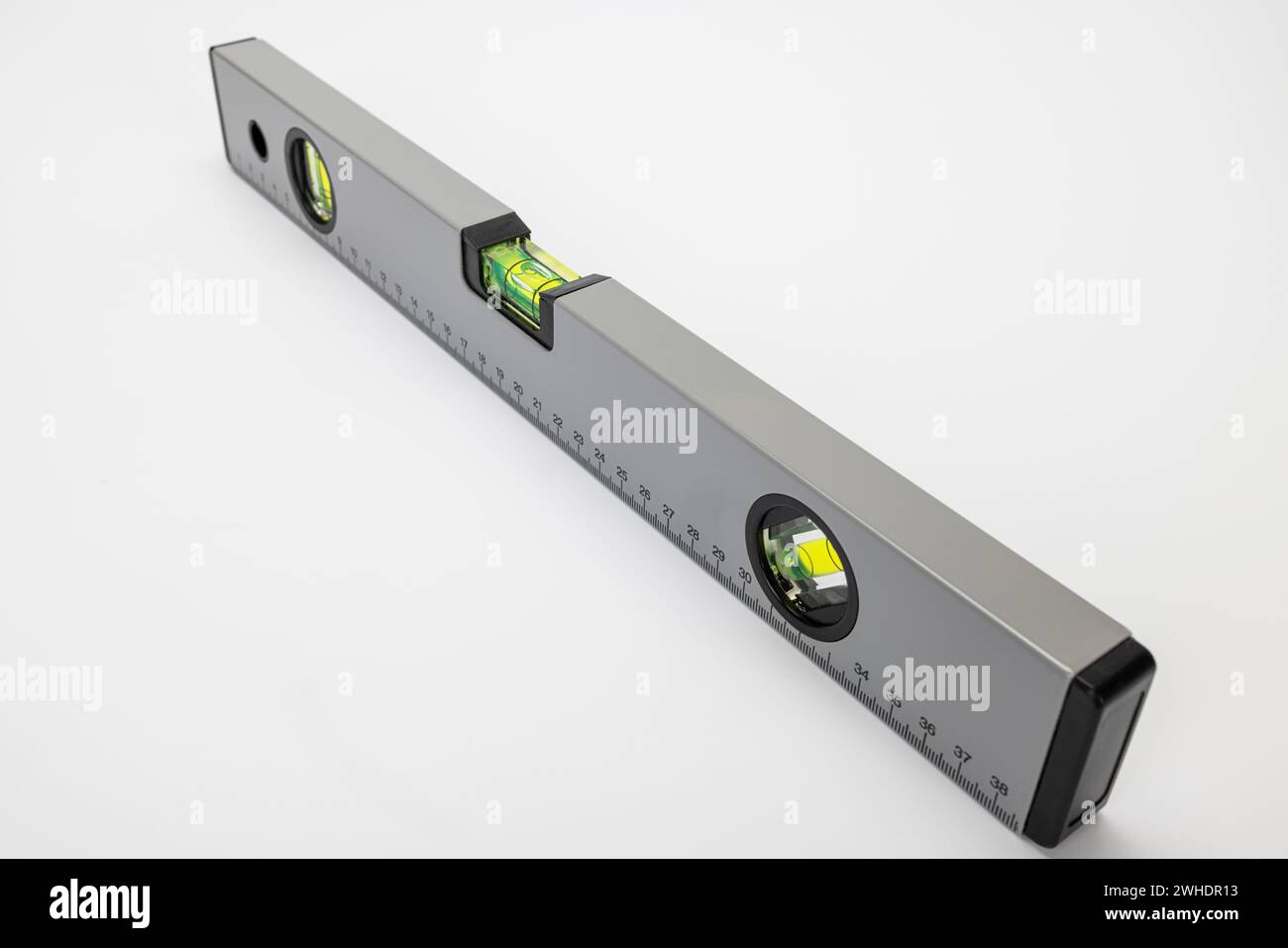 Spirit level, gray, white background Stock Photo - Alamy