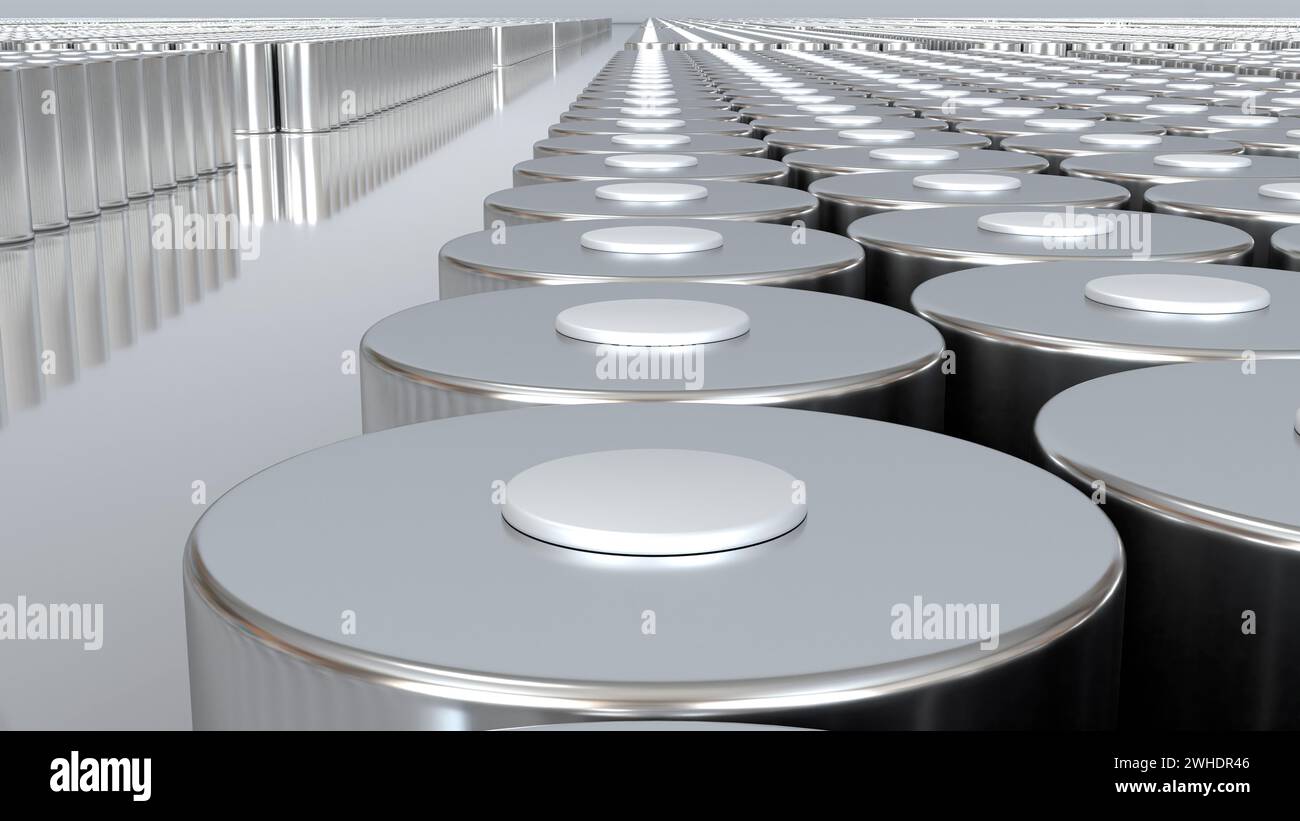 close-up Lithium-ion traction 4680 battery pack, High-capacity ...