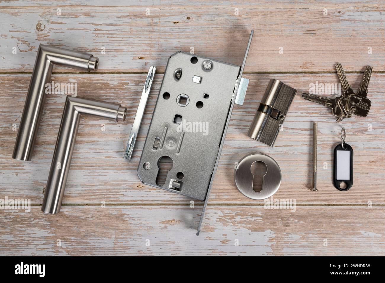 Mortice lock for profile cylinder, locking cylinder, key, key fob ...