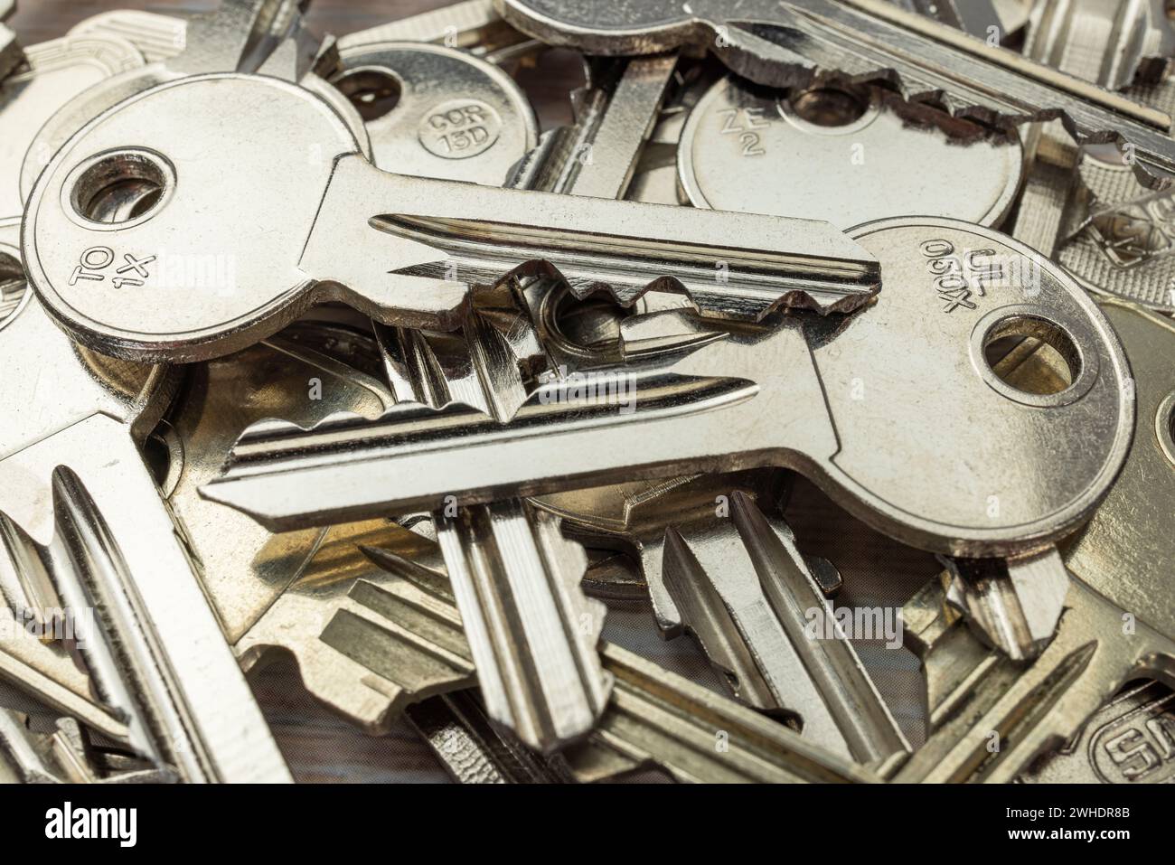 Pile of keys, many different cylinder keys, keys, detail Stock Photo ...