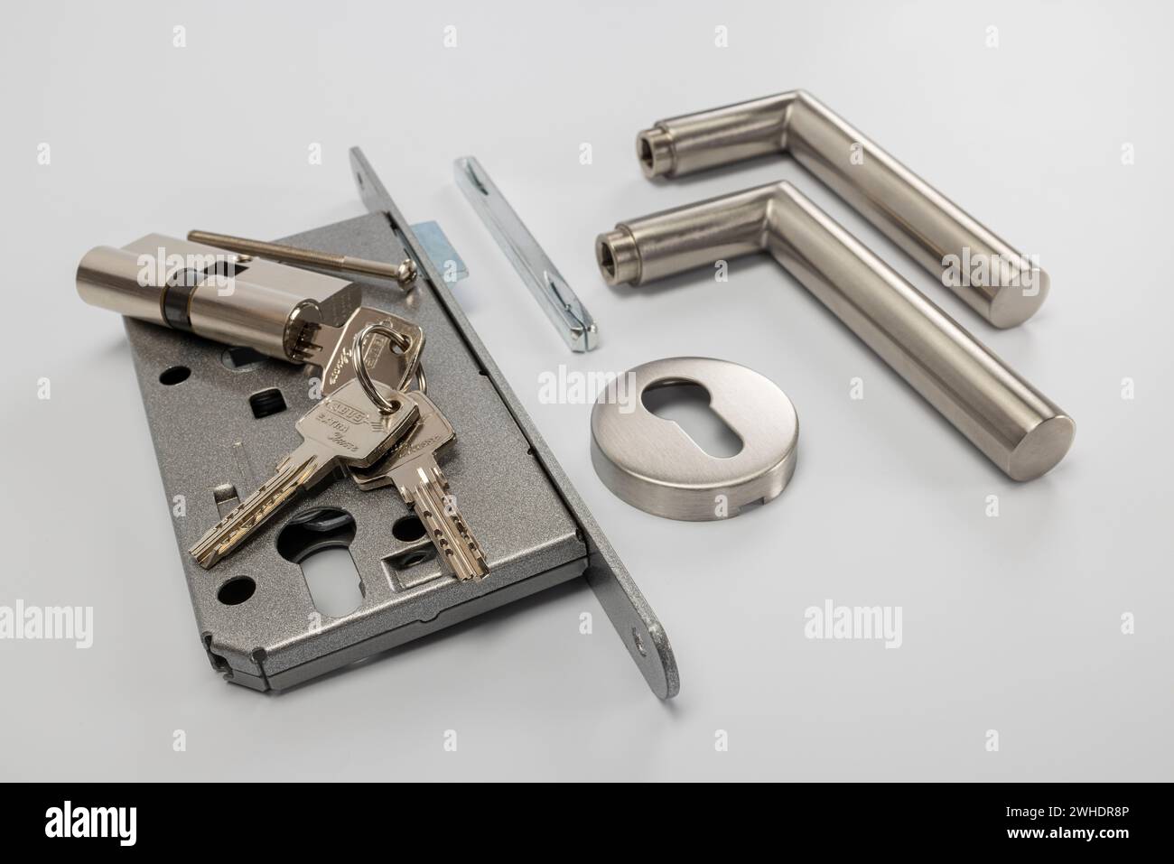 Mortice lock for profile cylinder, locking cylinder, key, fixing screw ...