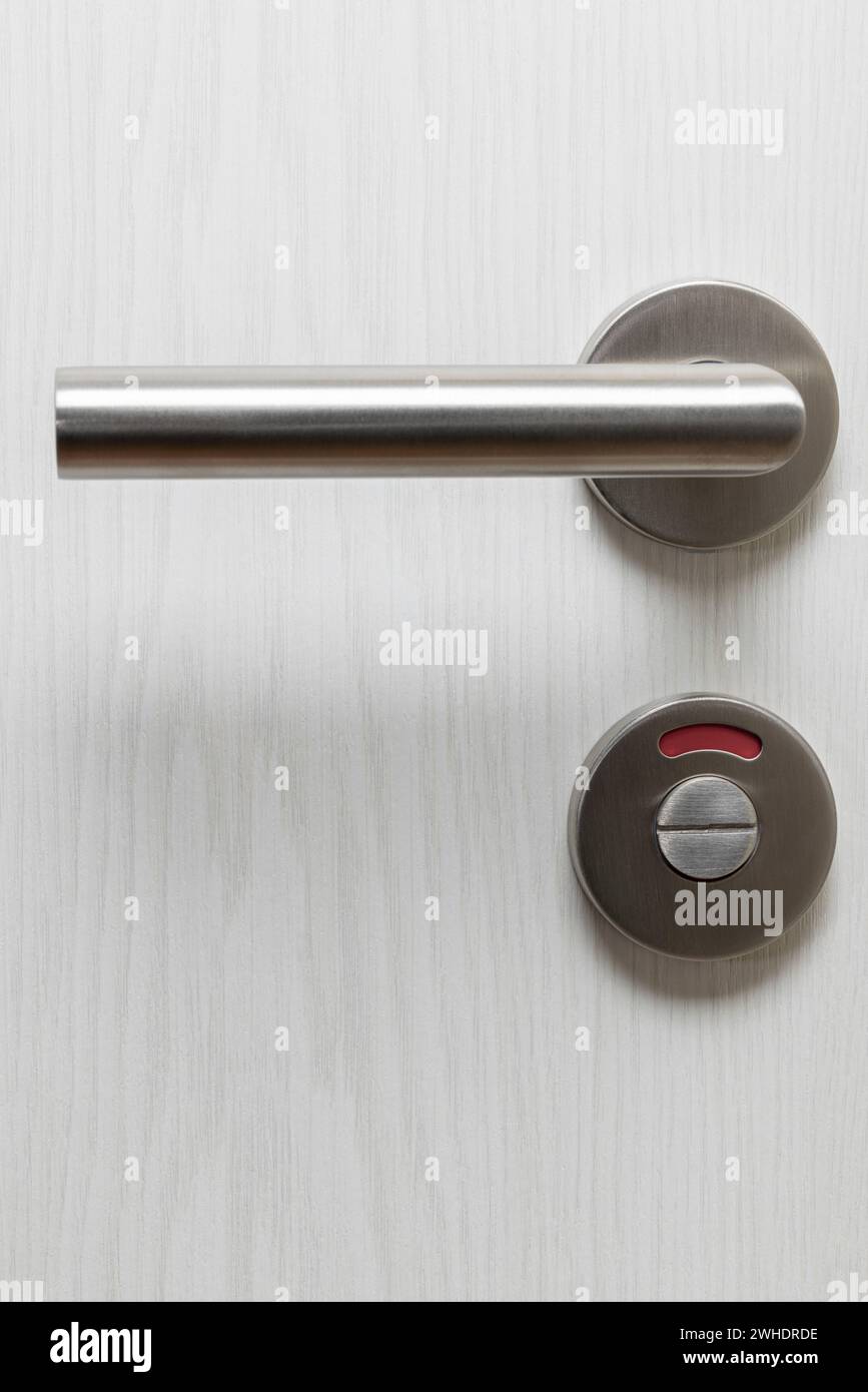 WC door, visual busy indicator red, locked Stock Photo - Alamy