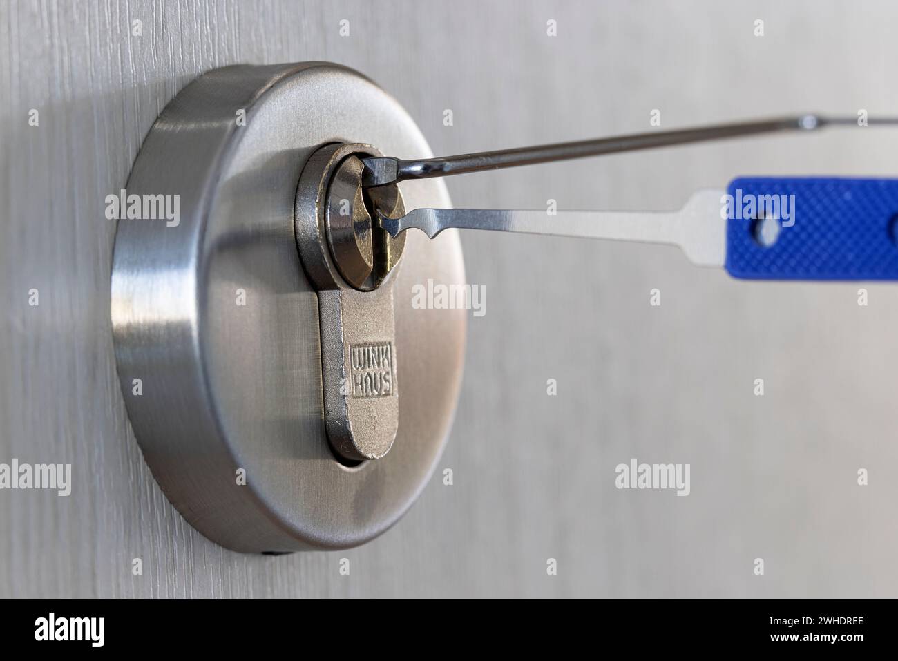 Open cylinder lock with lockpicking tool, detail, symbol image, lost ...