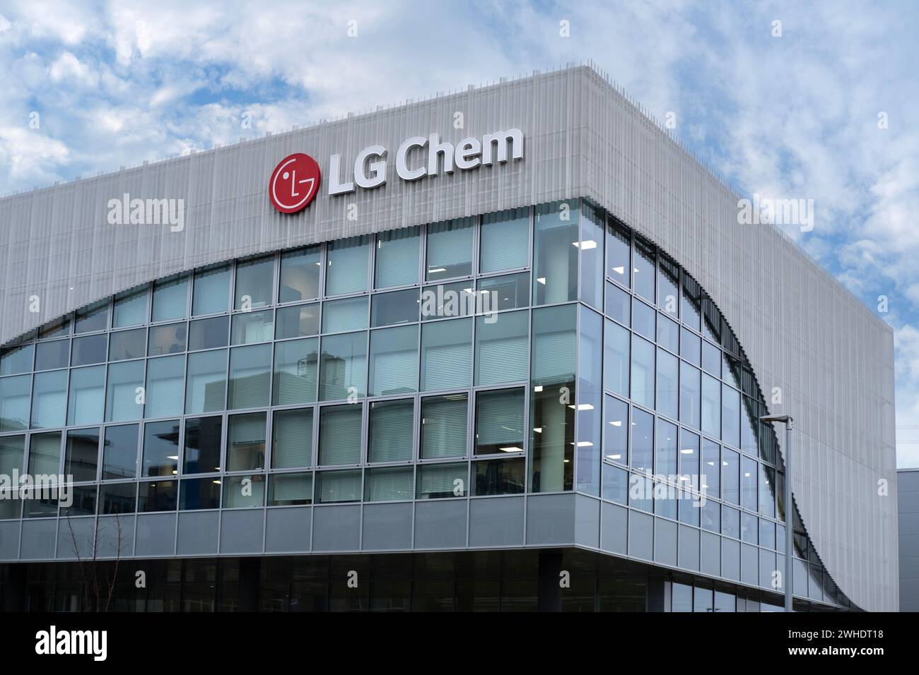 Advertising LG Chem logotype on facade building, leading global ...