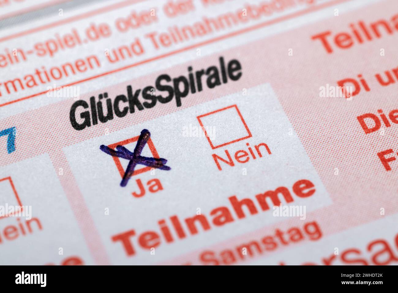 Completed lottery ticket, detail, participation field GlücksSpirale ...