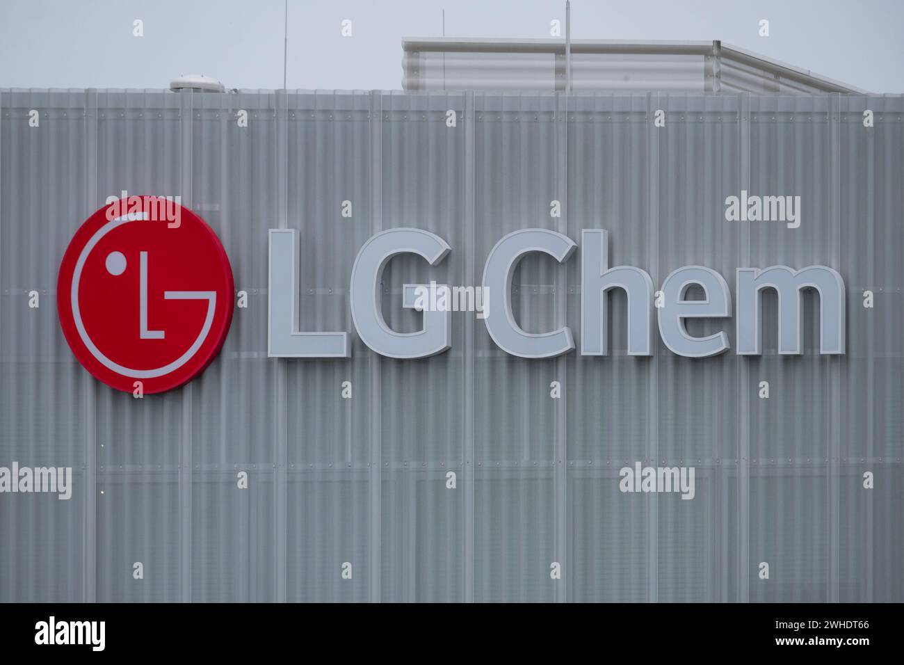 Advertising LG Chem logotype, global chemical company, materials for rechargeable batteries ...