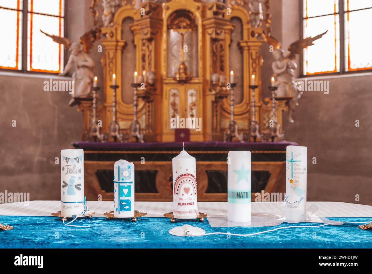 Baptism candles hi-res stock photography and images - Alamy