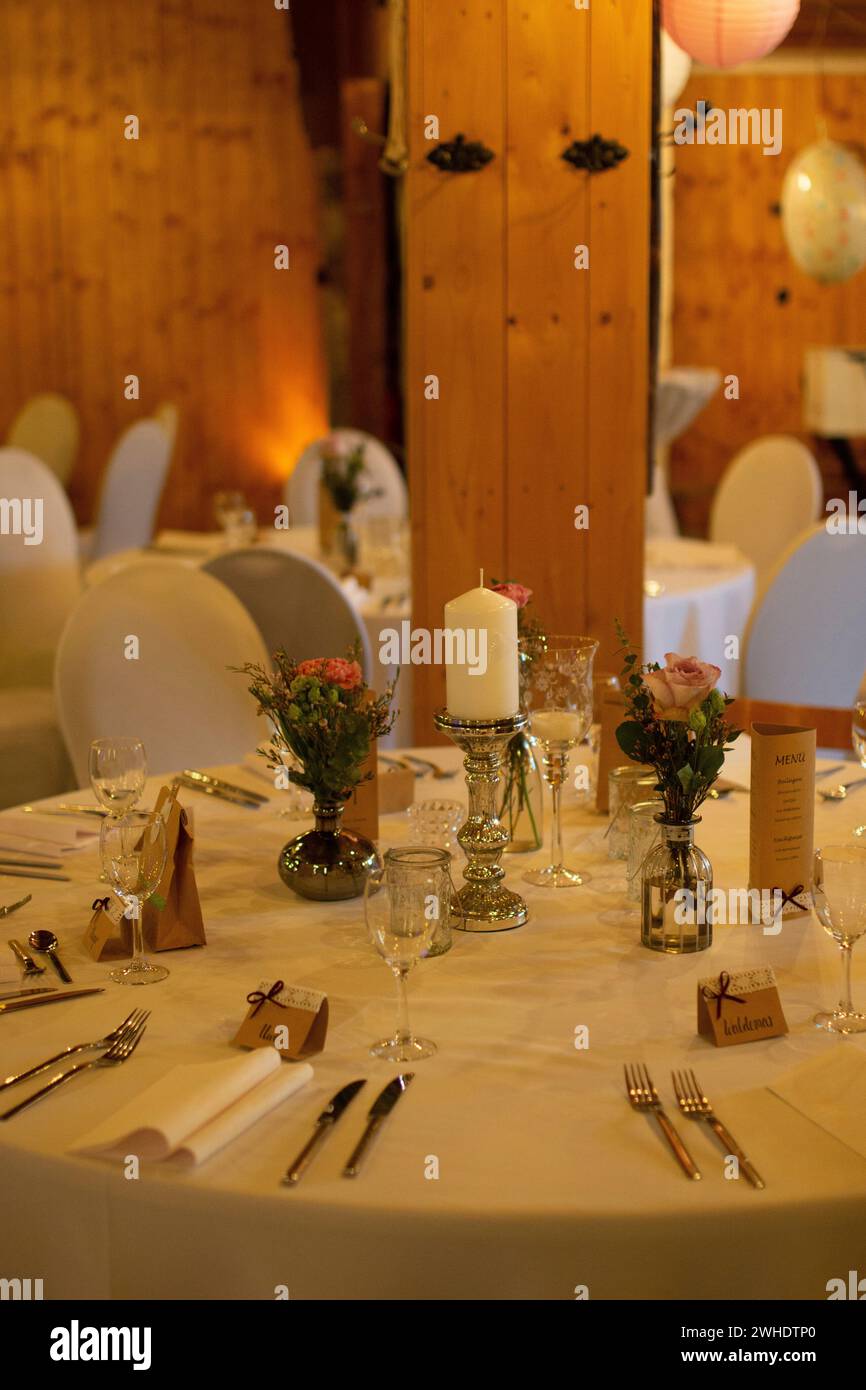 Barn as wedding location, decoration, boho Stock Photo - Alamy