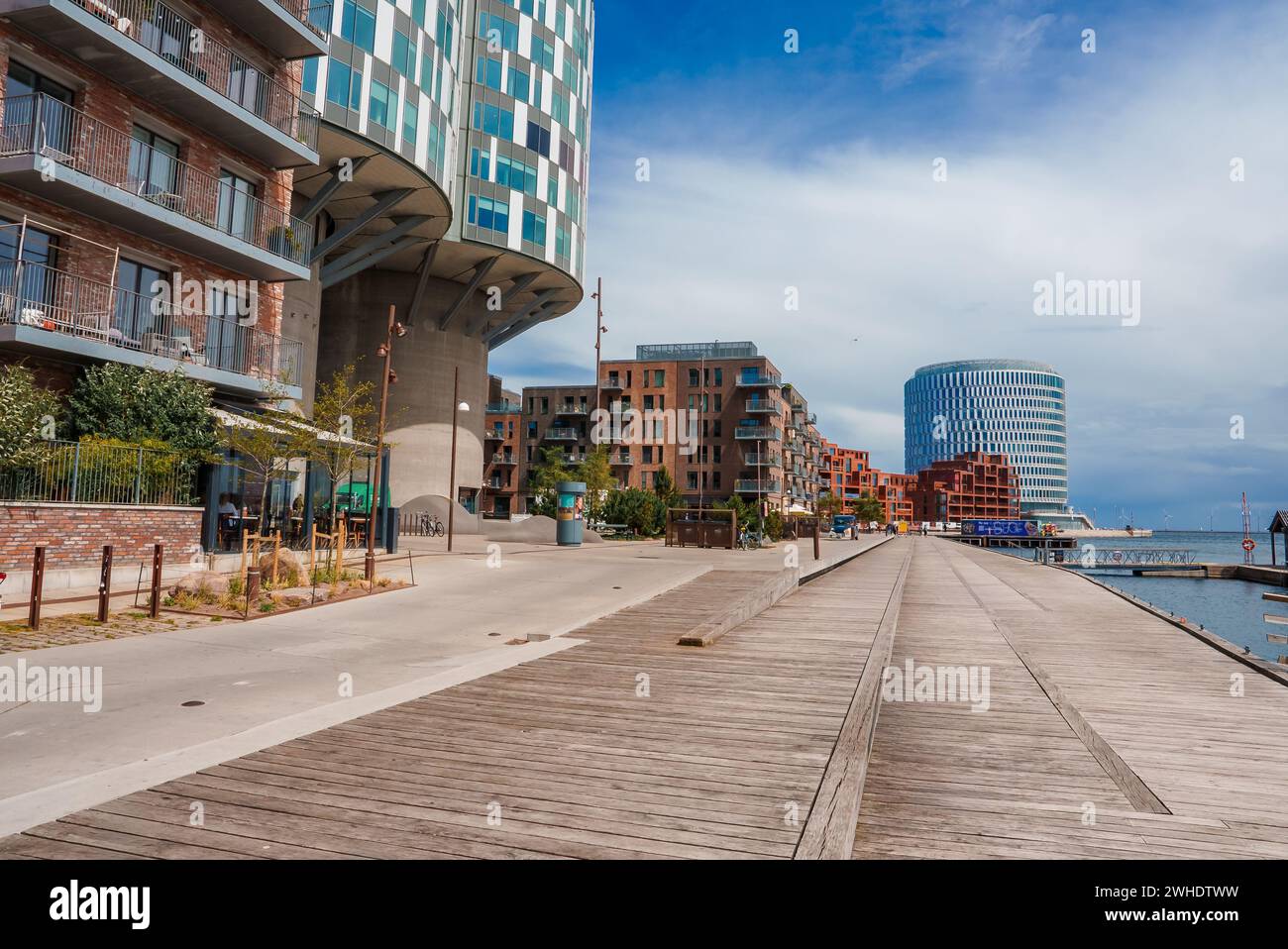 Modern Waterfront Promenade with Contemporary Architecture in ...