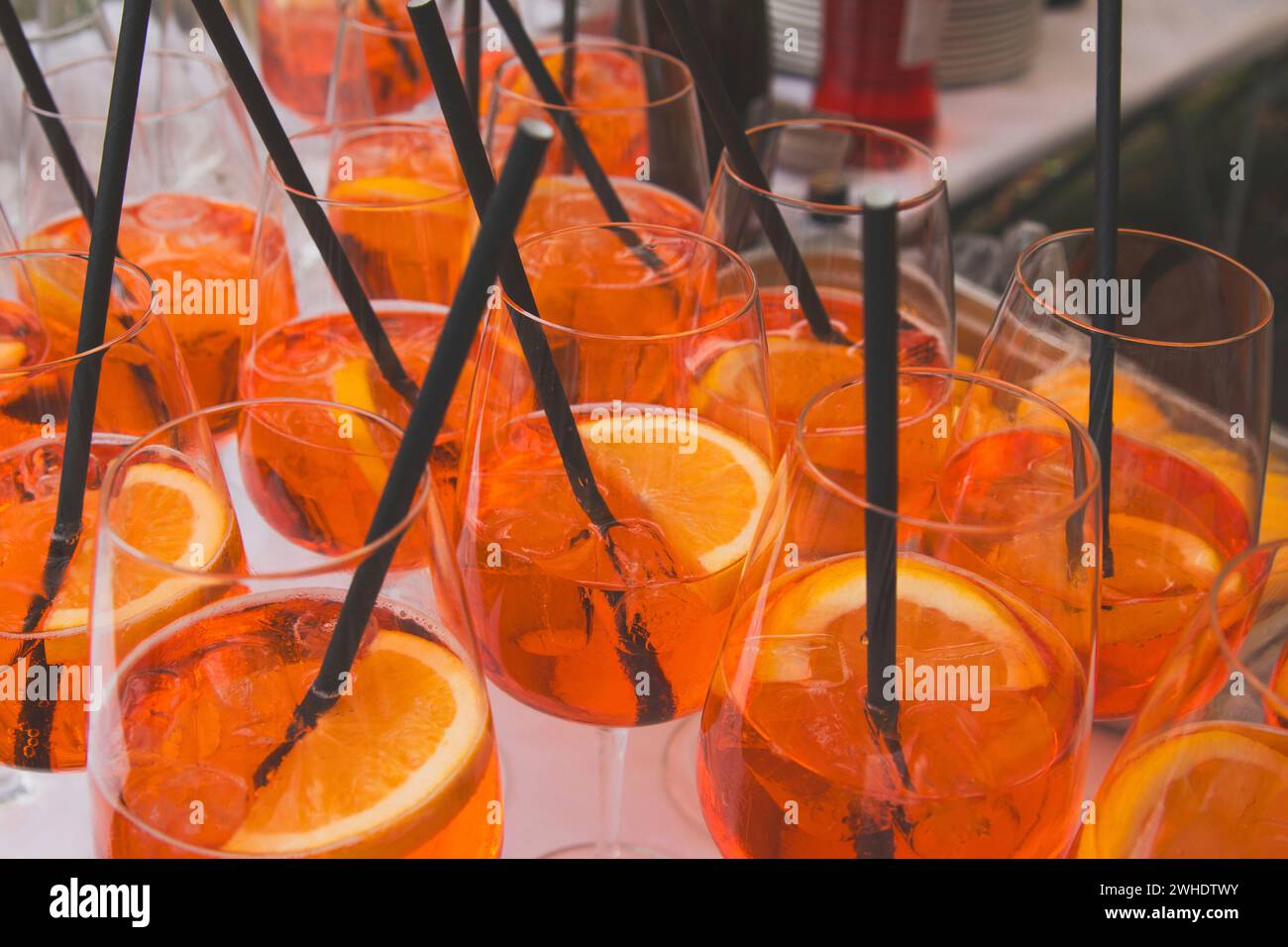 Wedding buffet, drinks, Aperol Spritz, alcoholic drinks Stock Photo - Alamy