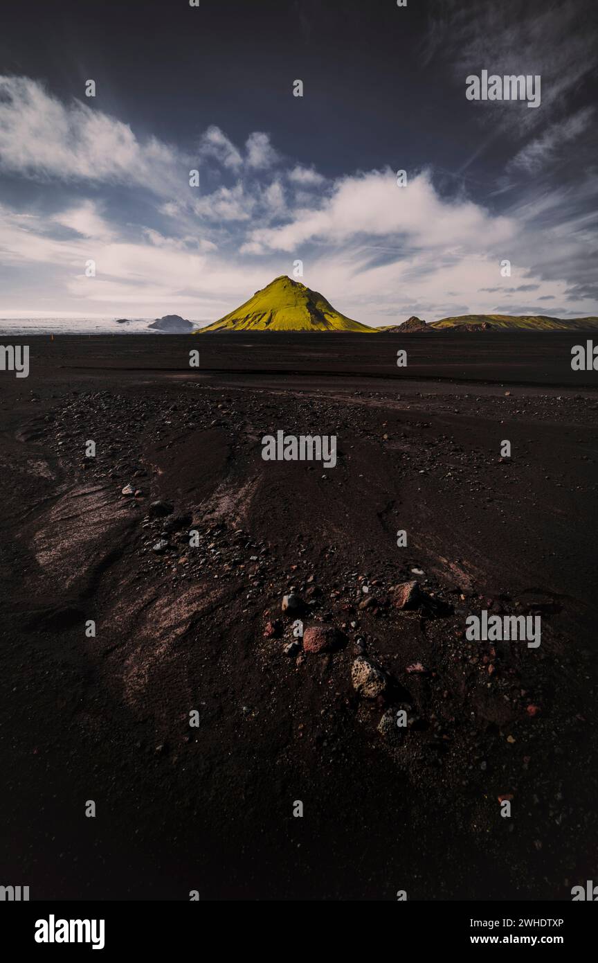 The extinct volcano Maelifell in the southern highlands of Iceland ...