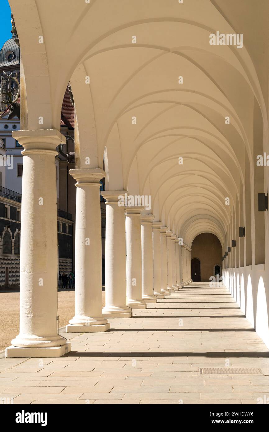 Dresden, Royal Palace, Stable Courtyard, Long Corridor, Arcades with ...