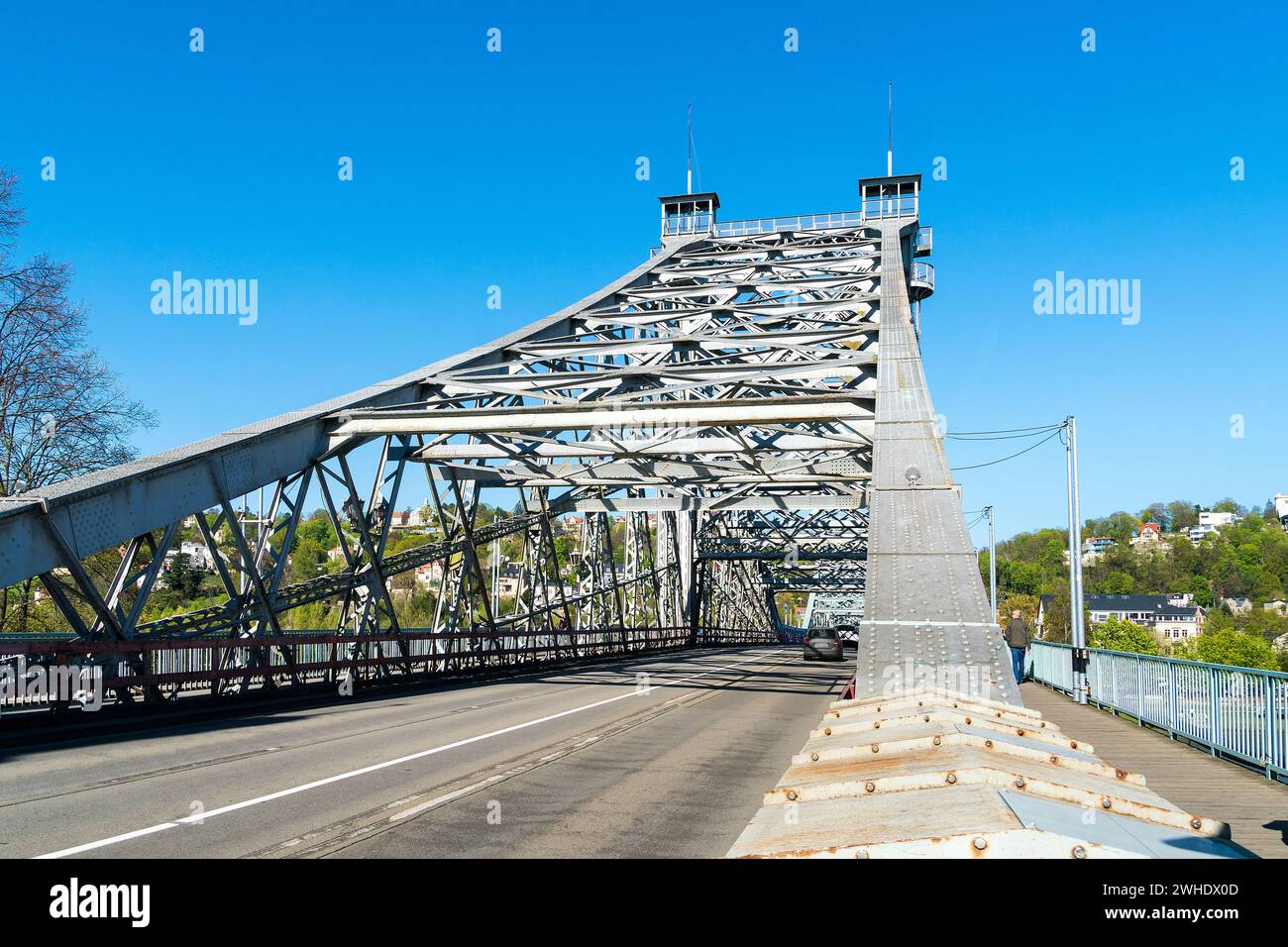 Dresden, Loschwitz Bridge, 'Blue Wonder', steel construction Stock ...