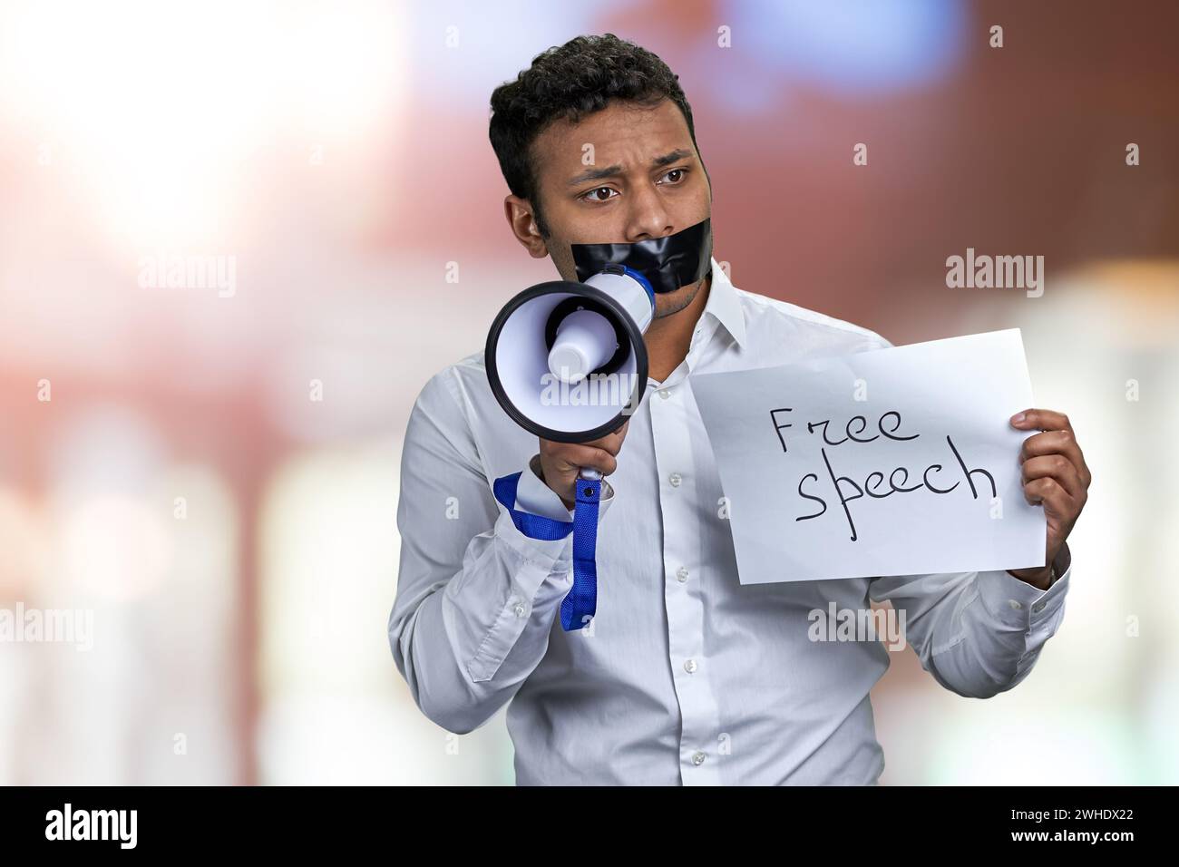 Young censored man loudspeaker hi-res stock photography and images - Alamy