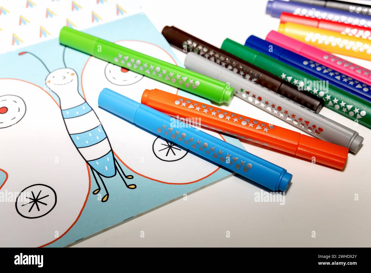 Coloring book and markers kit hi-res stock photography and images - Alamy