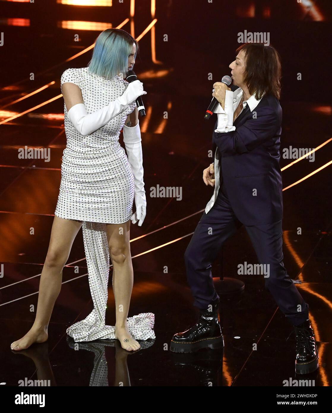 February 9, 2024, Sanremo, ITALY: Italian singers Rose Villain (L) and ...