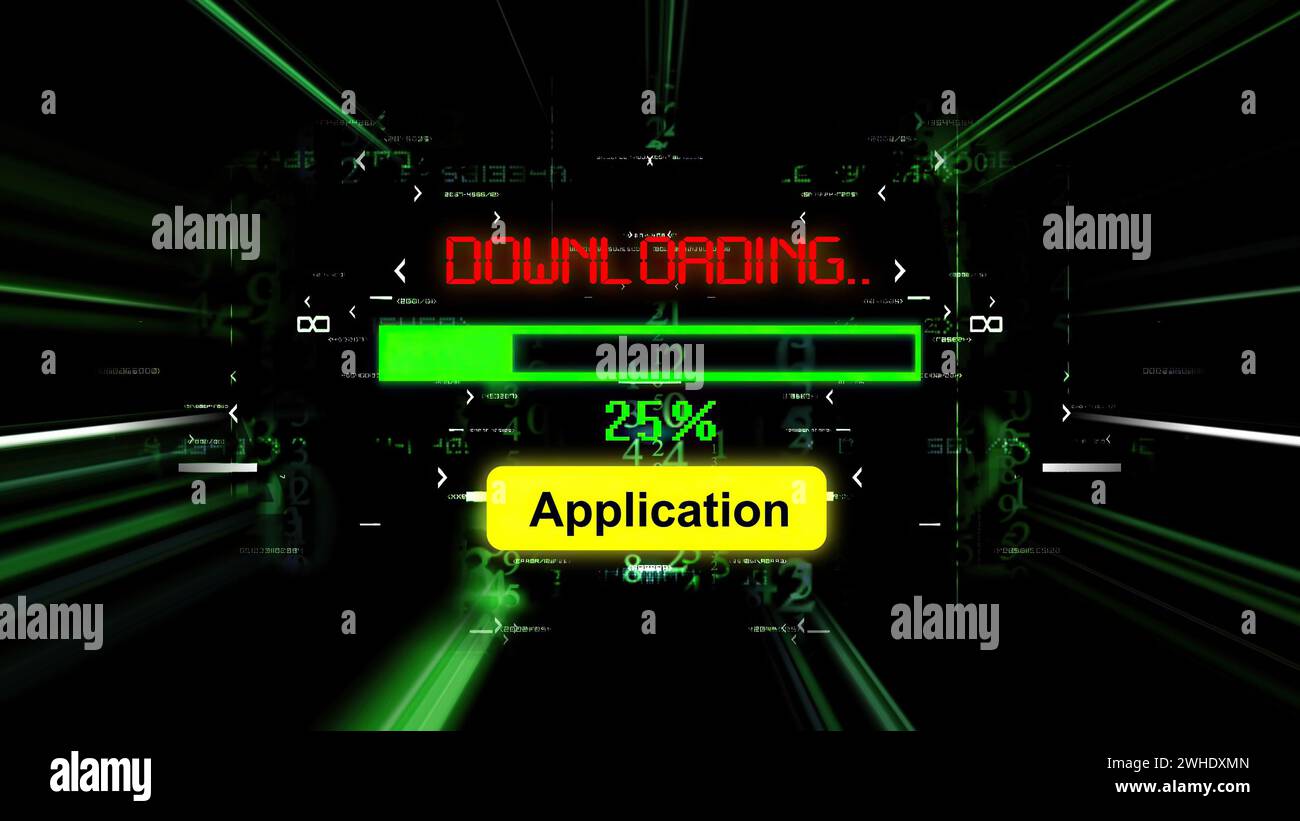 Application download progress bar on the screen Stock Photo - Alamy
