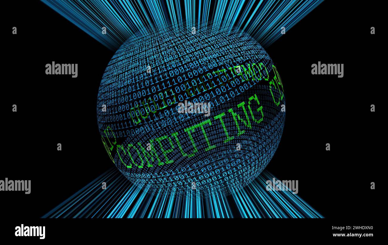 Cloud computing binary data sphere Stock Photo - Alamy