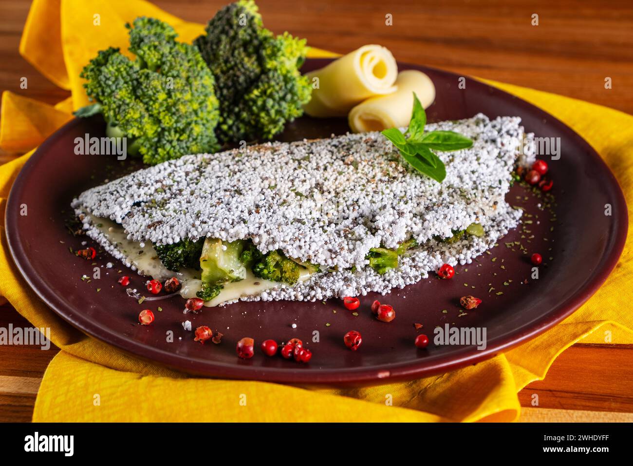 tapioca snack, stuffed with mozzarella and broccoli Stock Photo - Alamy