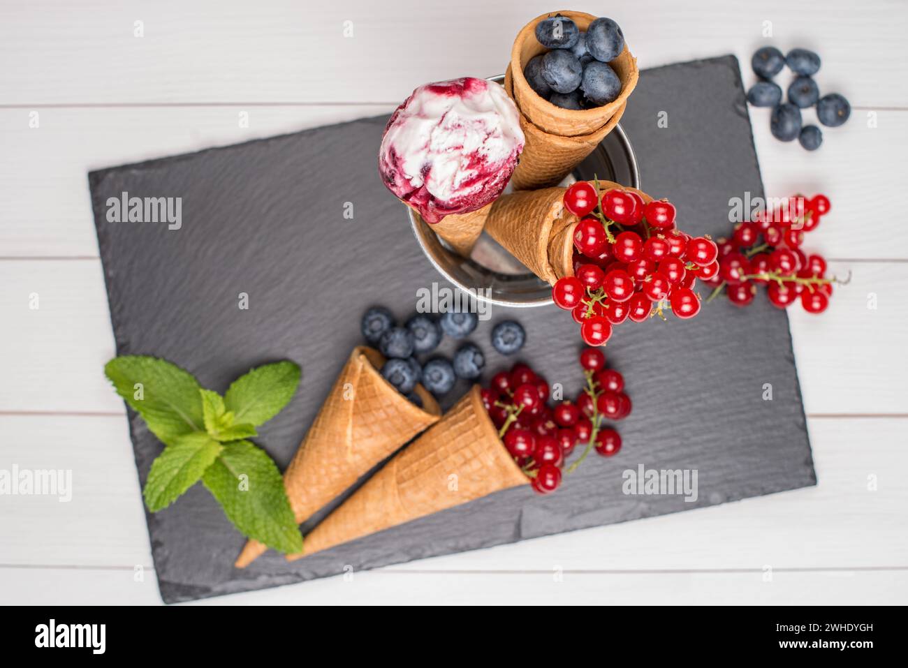 Berry ice cream cone Stock Photo - Alamy