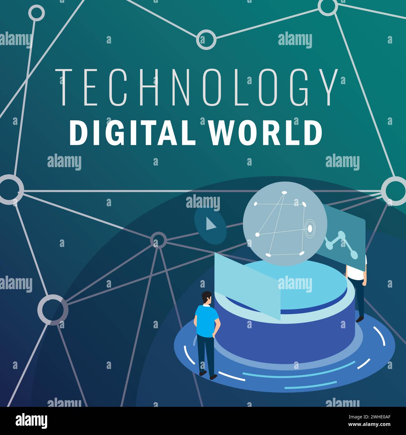 Colored digital world concept poster Vector Stock Vector Image & Art ...