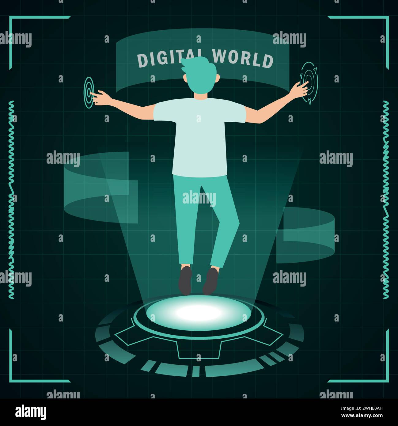 Colored digital world concept poster virtual world Vector Stock Vector ...