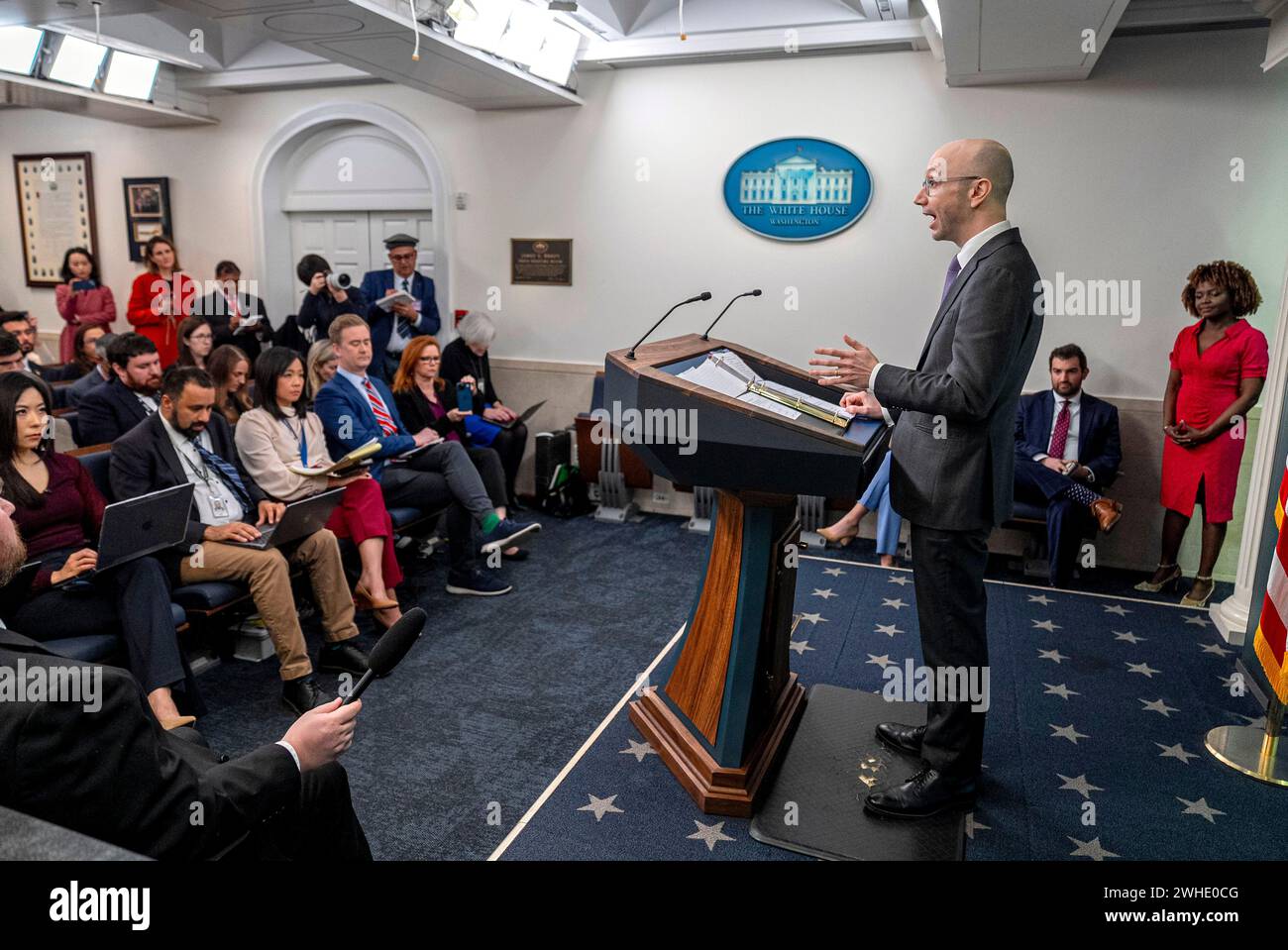 Spokesman for the White House Counsel's Office Ian Sams, accompanied by ...
