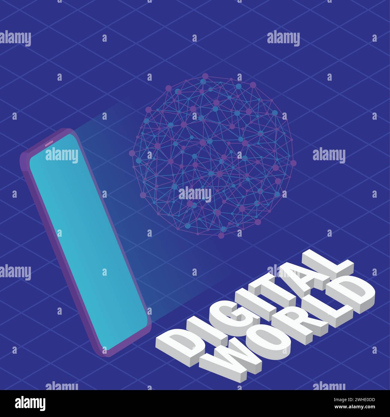 Colored concept digital world poster with cellphone Vector Stock Vector ...