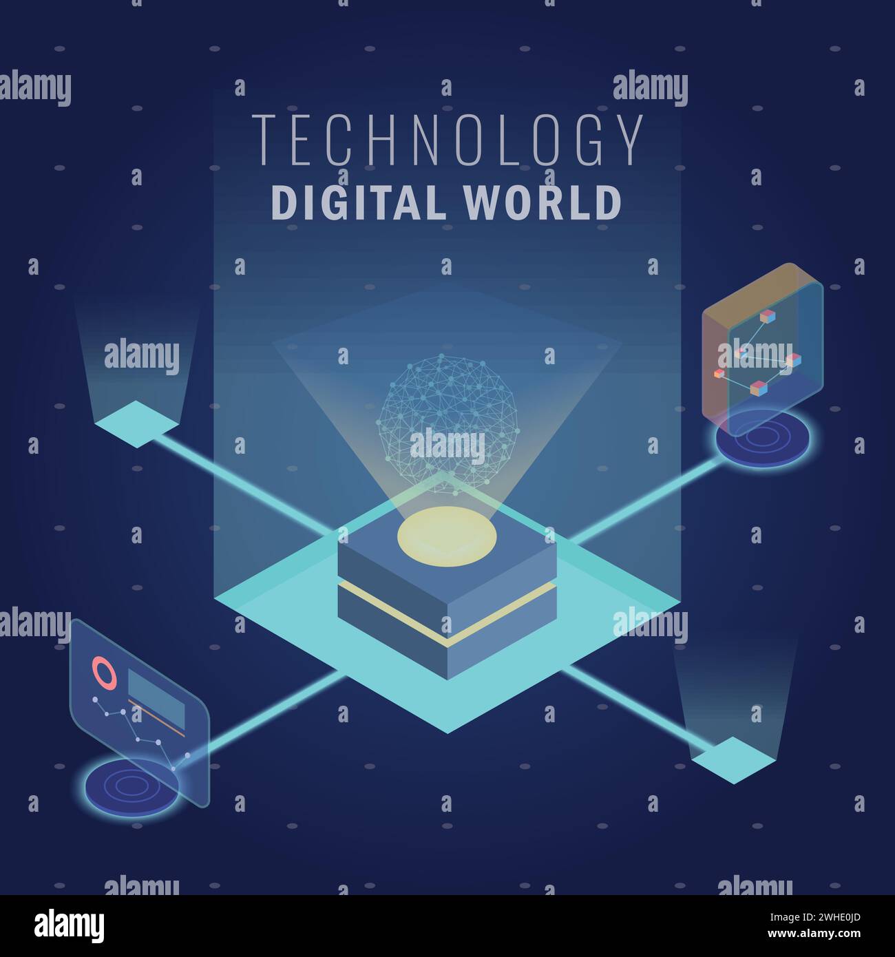 Technology digital world concept poster Vector Stock Vector Image & Art ...