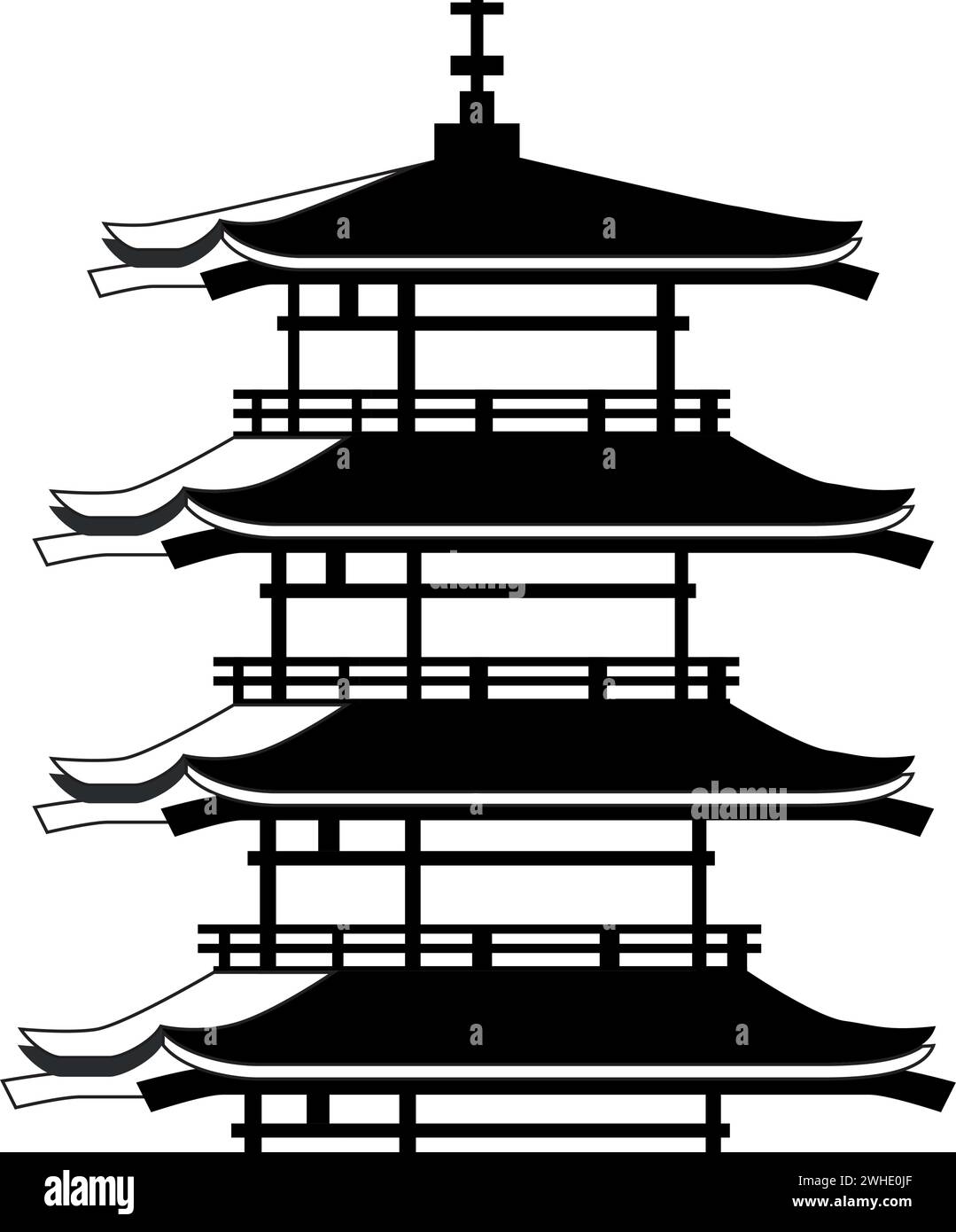 Isolated traditional japanese wooden tower landmark Vector Stock Vector ...