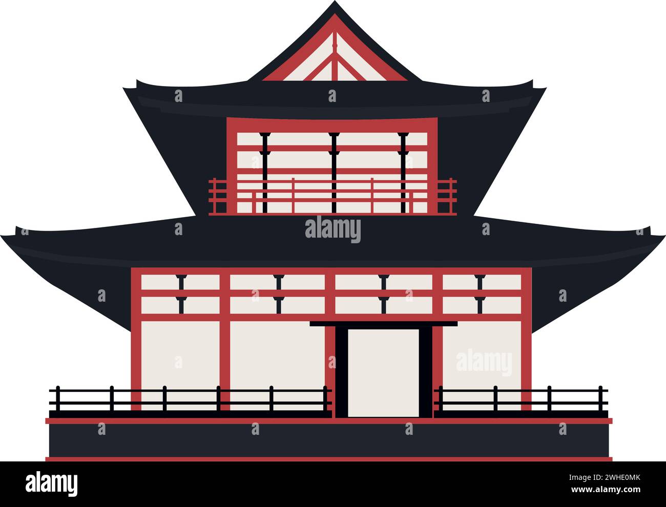 Isolated traditional japanese wooden castle landmark Vector Stock ...