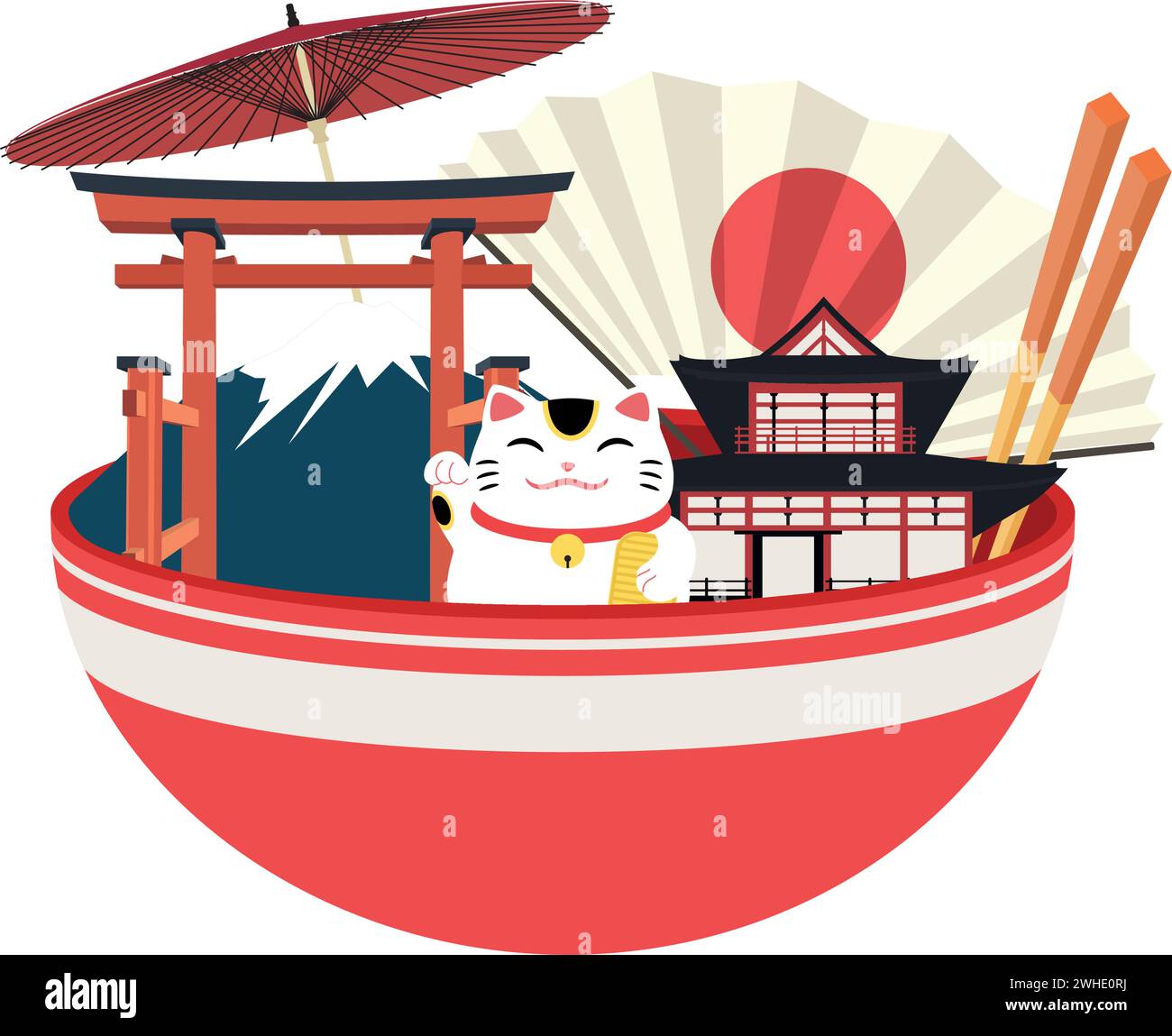 Isolated bowl with traditional japanese objects Vector Stock Vector ...